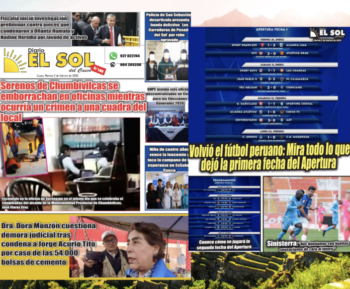 Martes 3 de febrero - Diario el Sol del Cusco